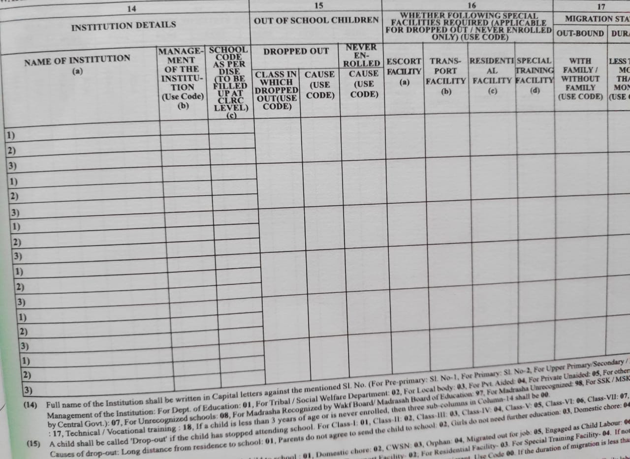 West Bengal booth wise Child register fill up (SSM WB) - Step by Step guide